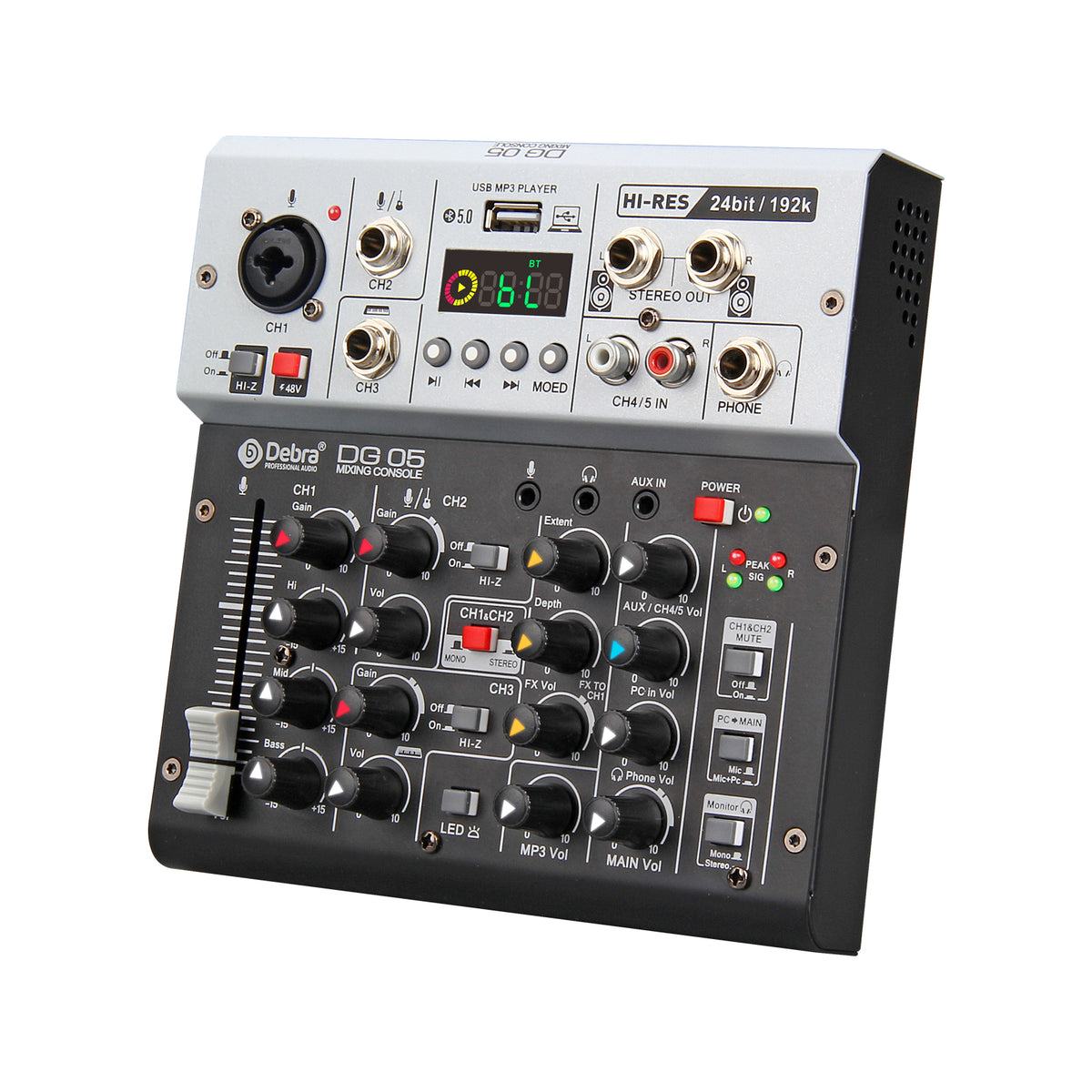 D Debra Professional Audio Mixer DG-05, 5 Channel Sound Board Mixing C ...